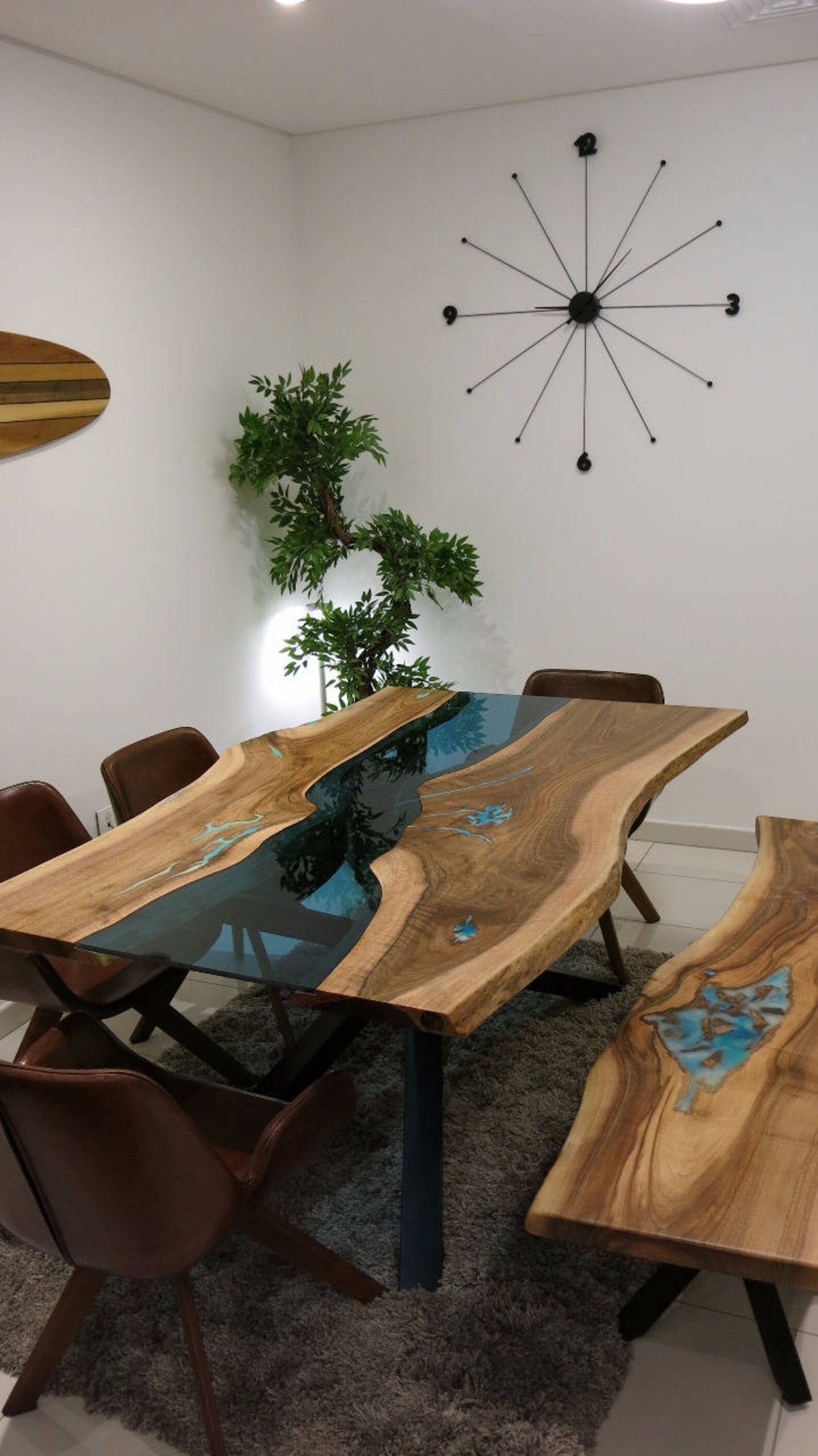 White Oreo Live Edge River Dining Table With Bench and - Etsy