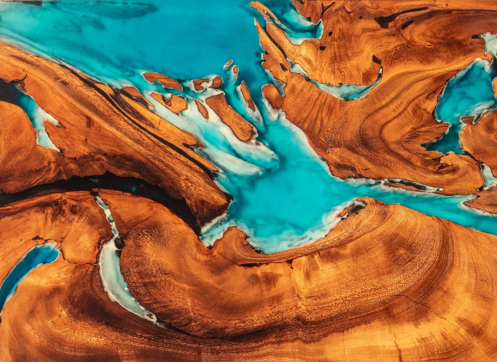 Desk / Workbench With Epoxy Resin and Live Edge Made of Suar | Etsy