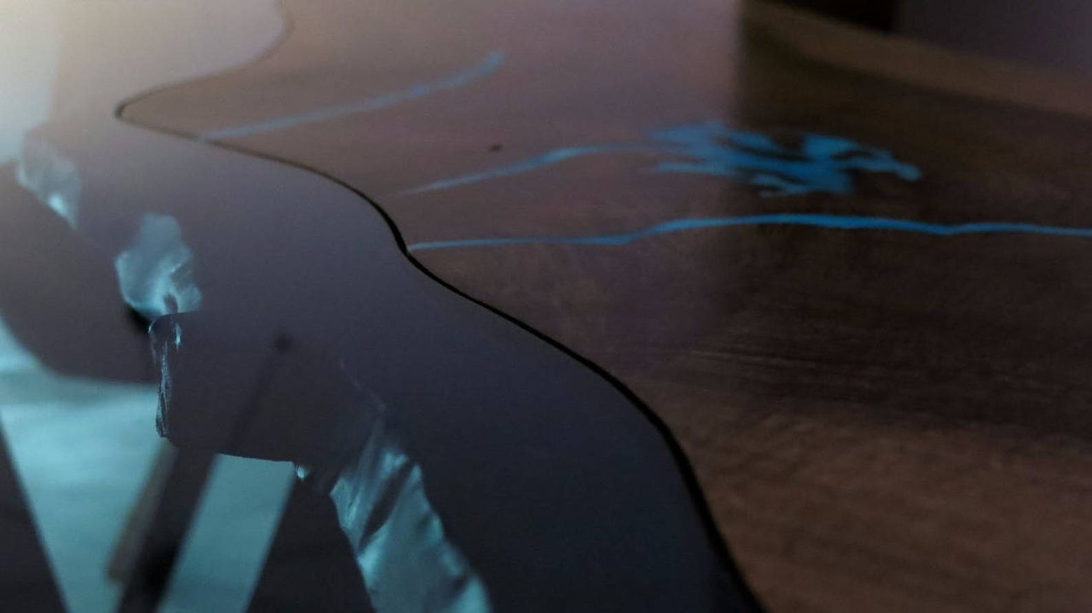 White Oreo - Live Edge River Dining Table With Bench and Glowing Resin ...