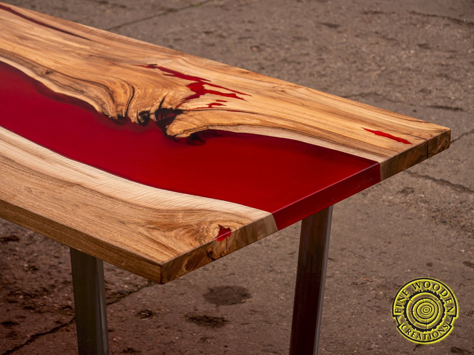 BIG RED Dining Epoxy Resin Table Walnut Wood 200x100cm | Etsy