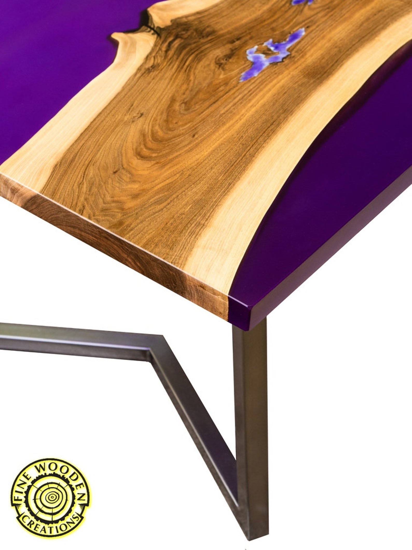 Dining Resin Table Purple With Glowing Resin Walnut Wood | Etsy