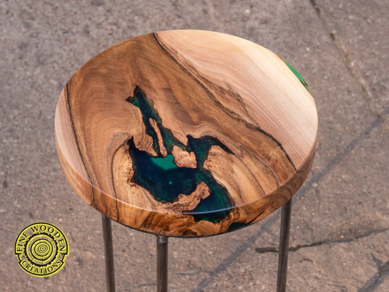 Epoxy Resin Round Wood Stools Different Colors - Etsy