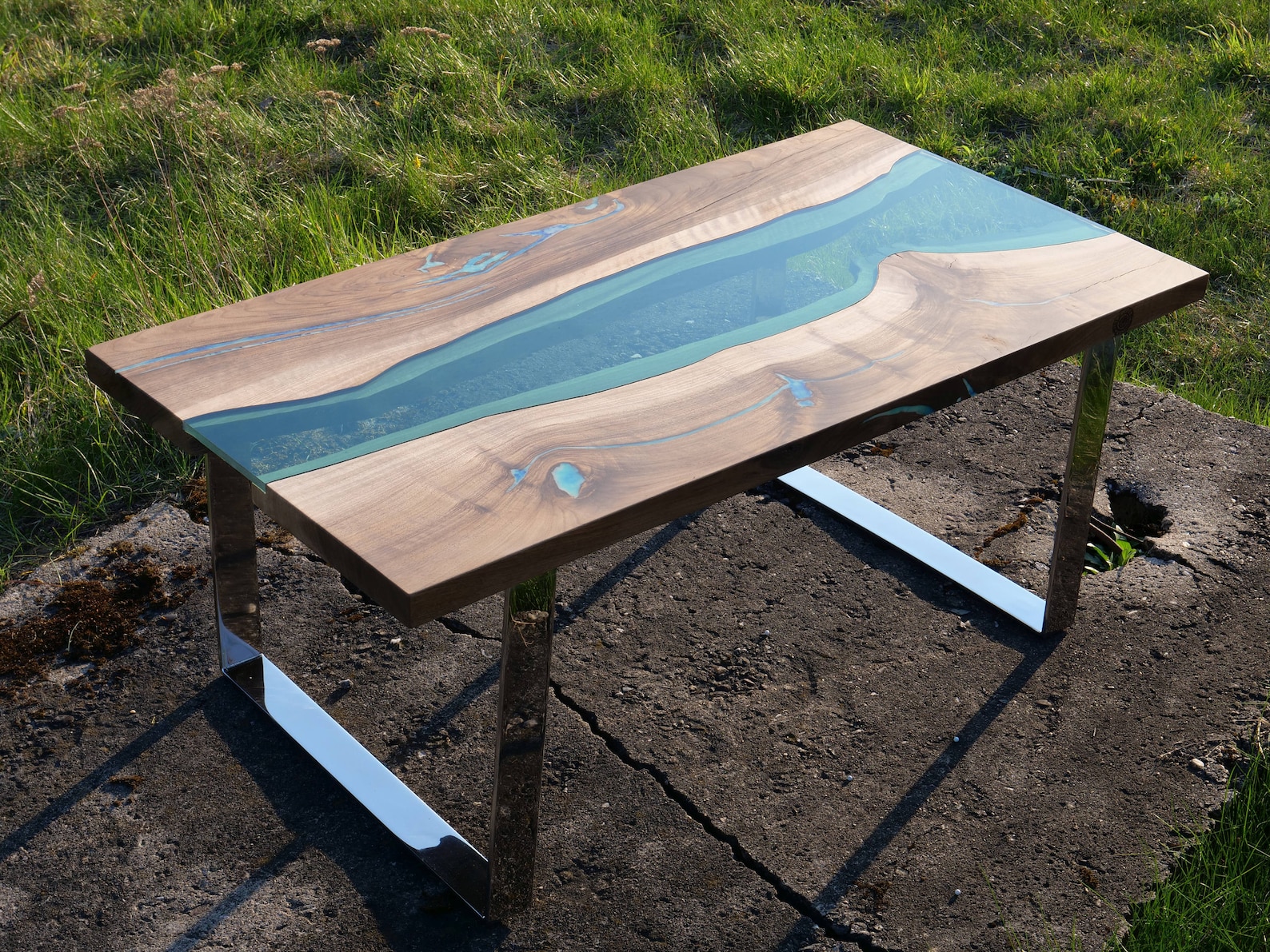Live Edge River Coffee Table With Glowing Resin Fill in and - Etsy