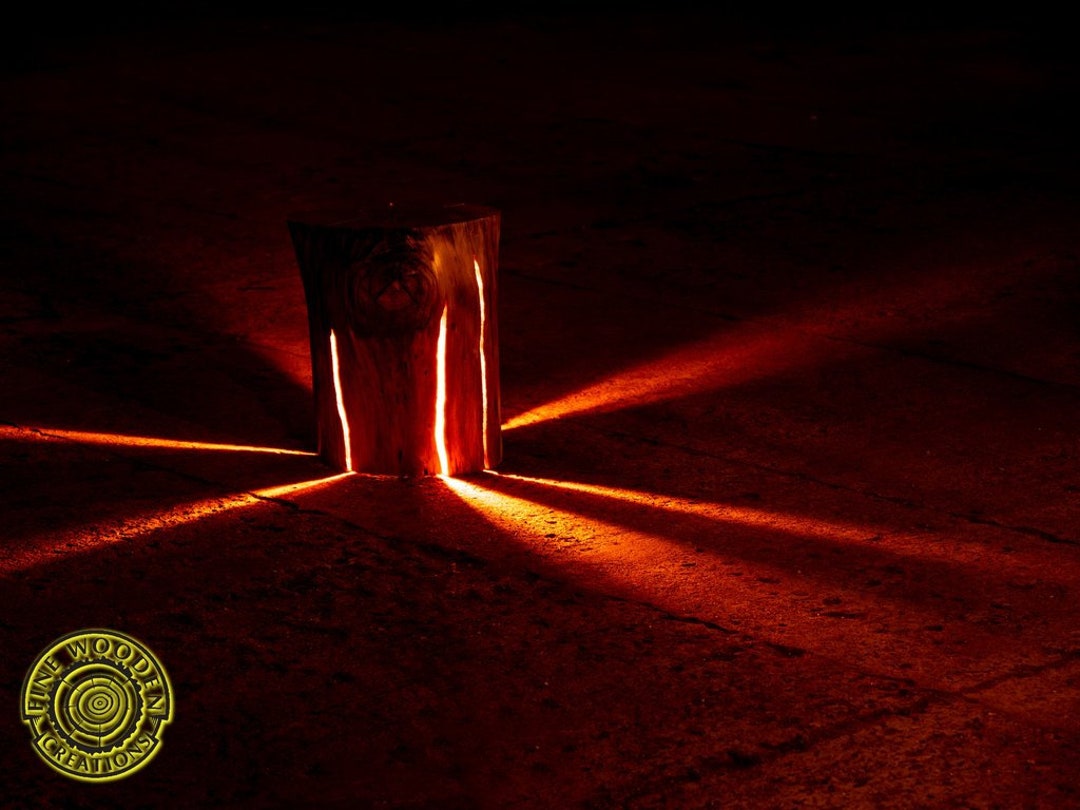 Tree Stump Table / Side Table / Lamp / Night Table With Remote Internal ...