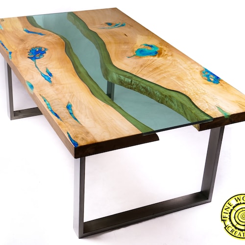 Gorgeous Live Edge River Table Resin Trout Coffee - Etsy