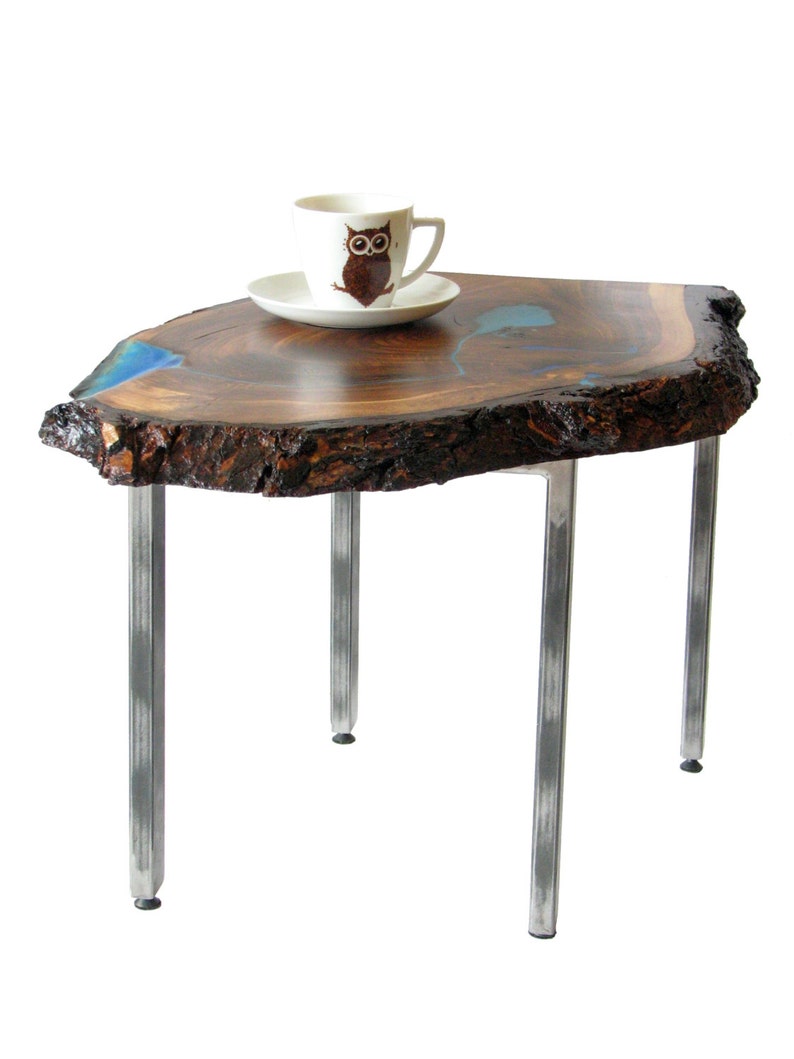 Live Edge Waterfall Coffee Table With Glowing Resin Fillin - Etsy