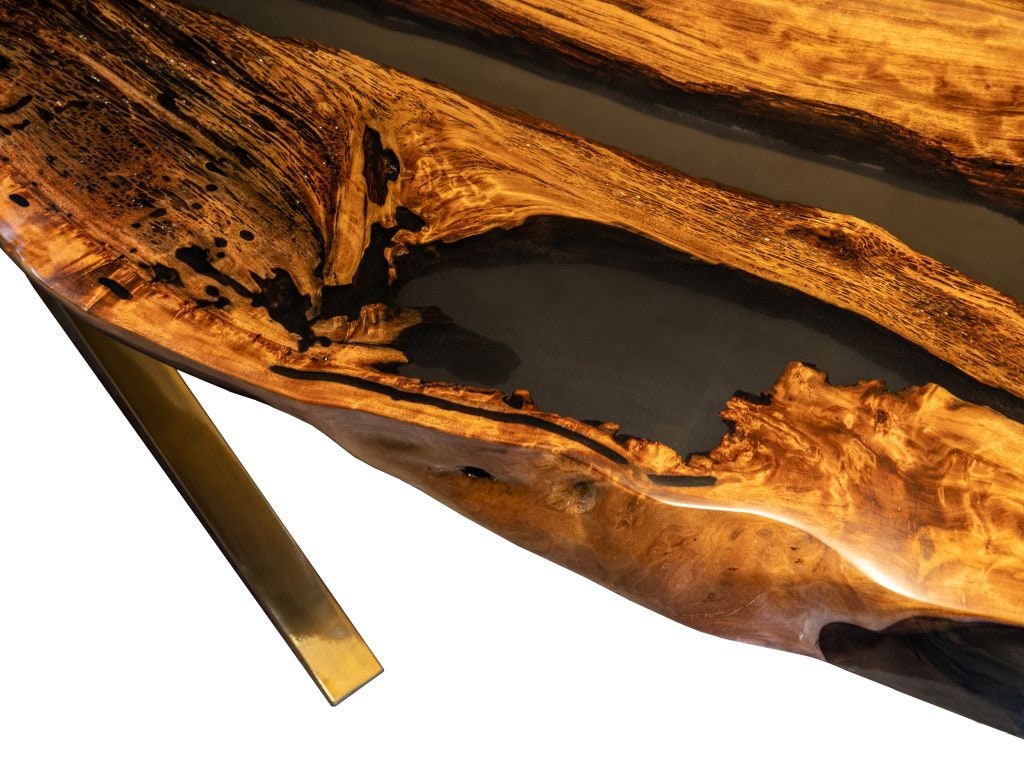 Live Edge Dining Table With Grey Resin Made of Guawa Exotic Wood - Etsy