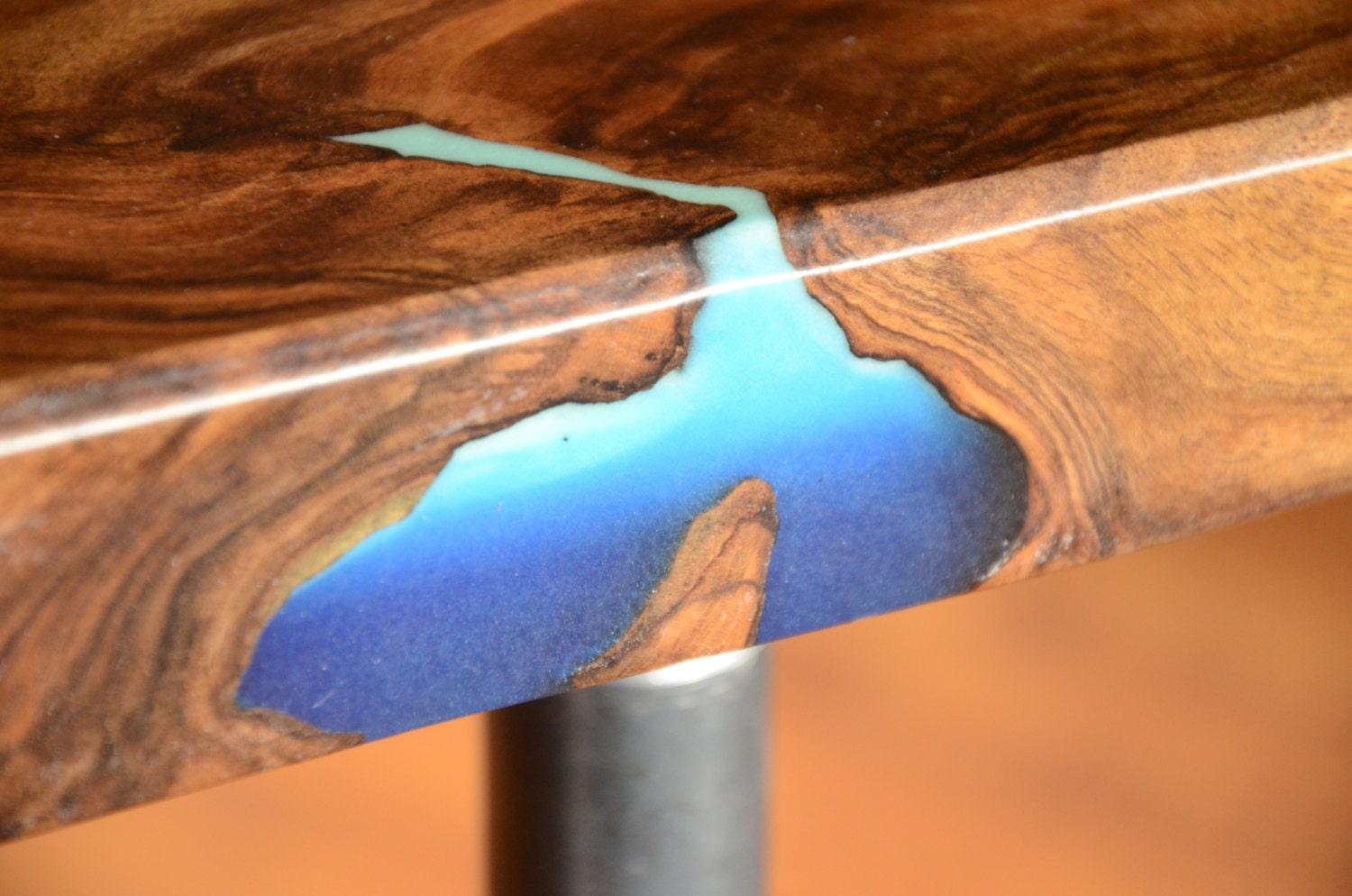 Live Edge River Table With Glowing Resin Fillin - Etsy Canada