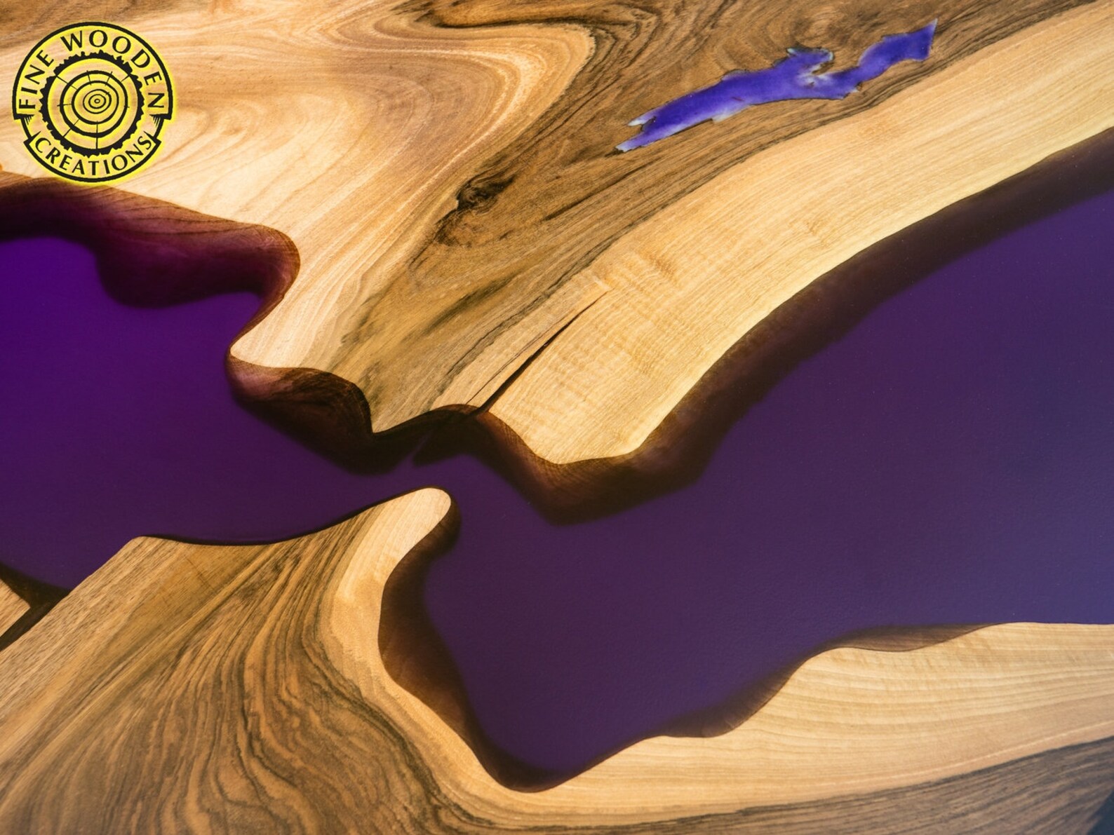 Dining Resin Table Purple With Glowing Resin Walnut Wood | Etsy