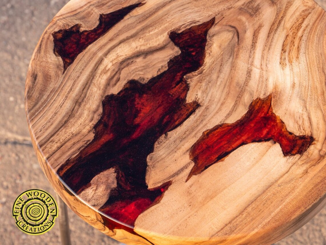 Epoxy Resin Round Wood Stools Different Colors - Etsy