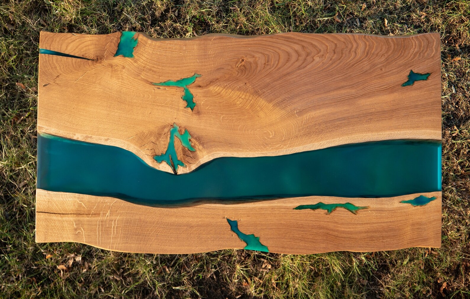 Live Edge River Oak Coffee Table With Glowing Resin Fillin and | Etsy