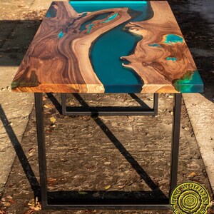 Turquoise Resin Dining Table With Glowing Inlay - Etsy Canada