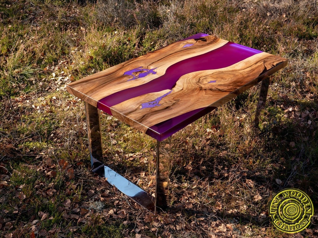 Deep Purple Resin Coffee Table With Glowing Resin - Etsy