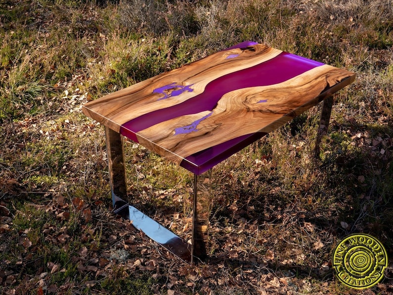 Deep Purple Resin Coffee Table With Glowing Resin - Etsy