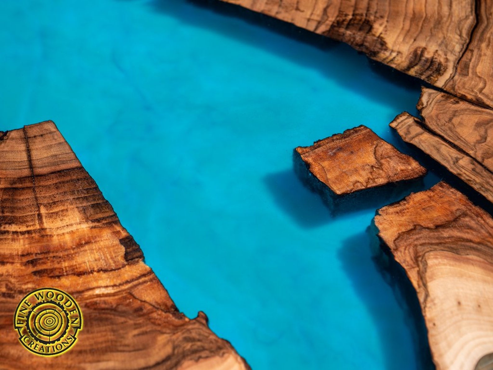 Round Bar Table With Resin Turquoise River on a Dalston Style Leg - Etsy