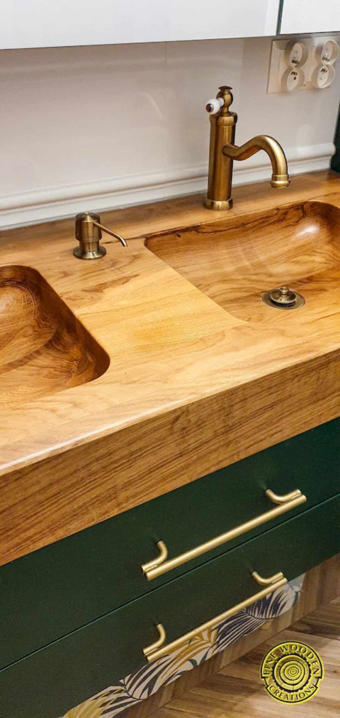 Dual Washbasin / Wood Sink / Exclusive Wooden Washbasin / Oak | Etsy