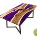Dining Resin Table Purple With Glowing Resin, Walnut Wood - Etsy