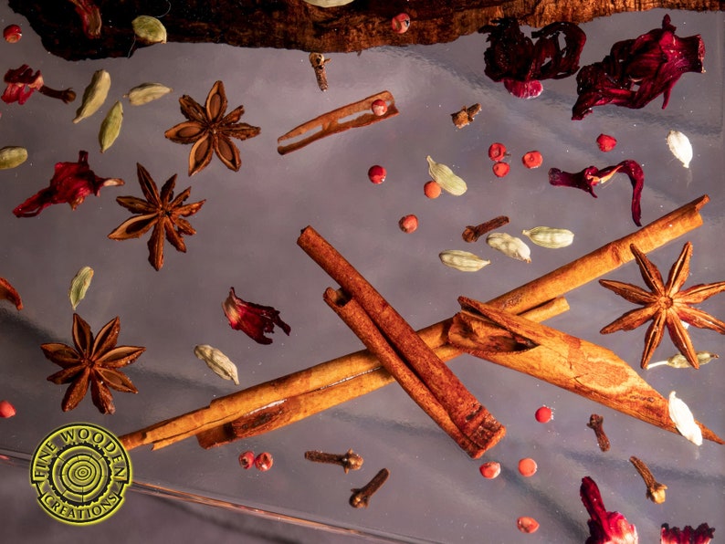 Natural Wood and Exotic Spices Serving Board Epoxy Resin / | Etsy