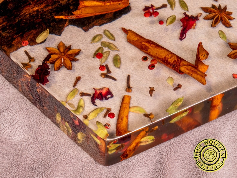 Natural Wood and Exotic Spices Serving Board Epoxy Resin / | Etsy