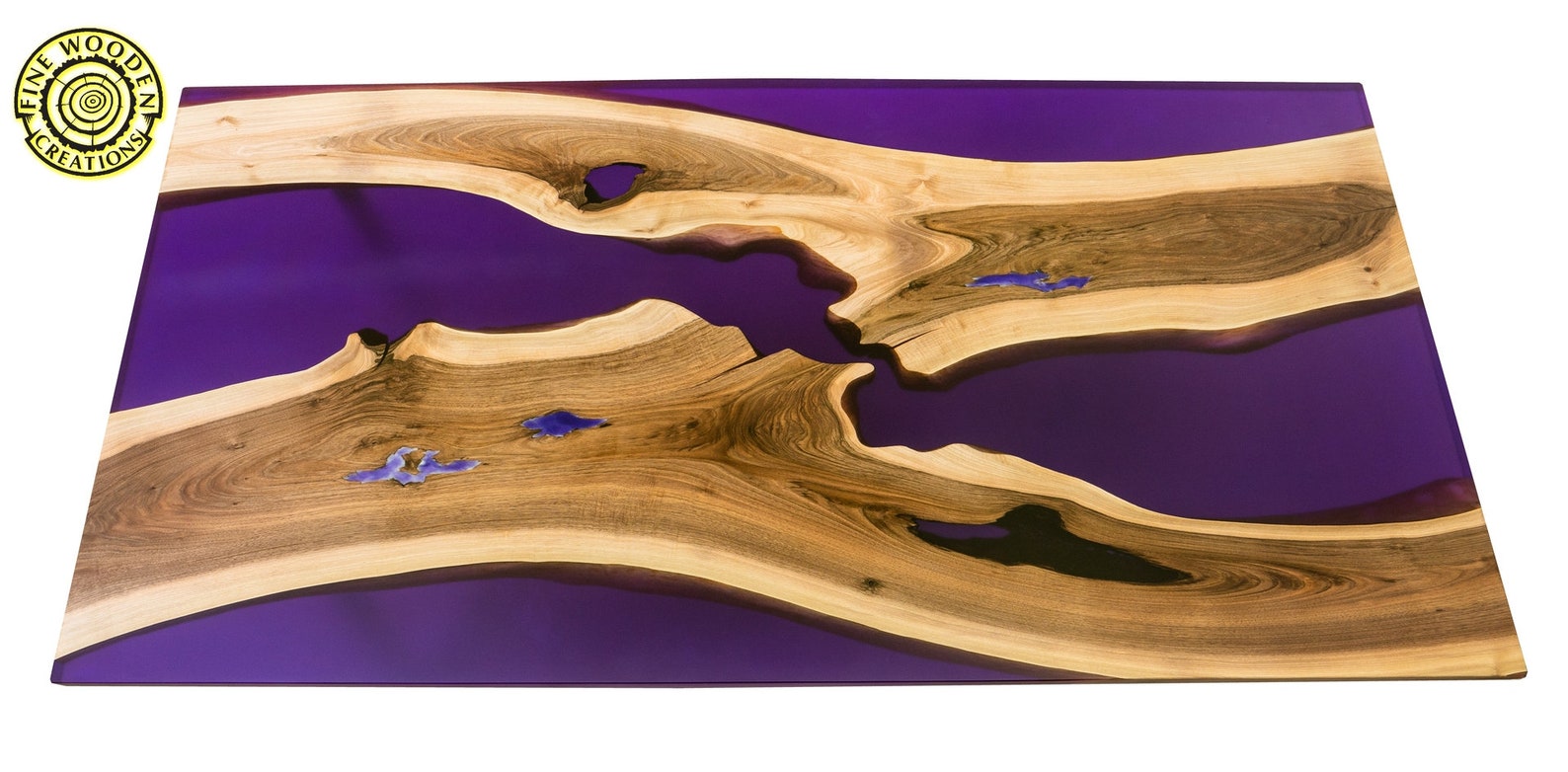 Dining Resin Table Purple With Glowing Resin Walnut Wood - Etsy