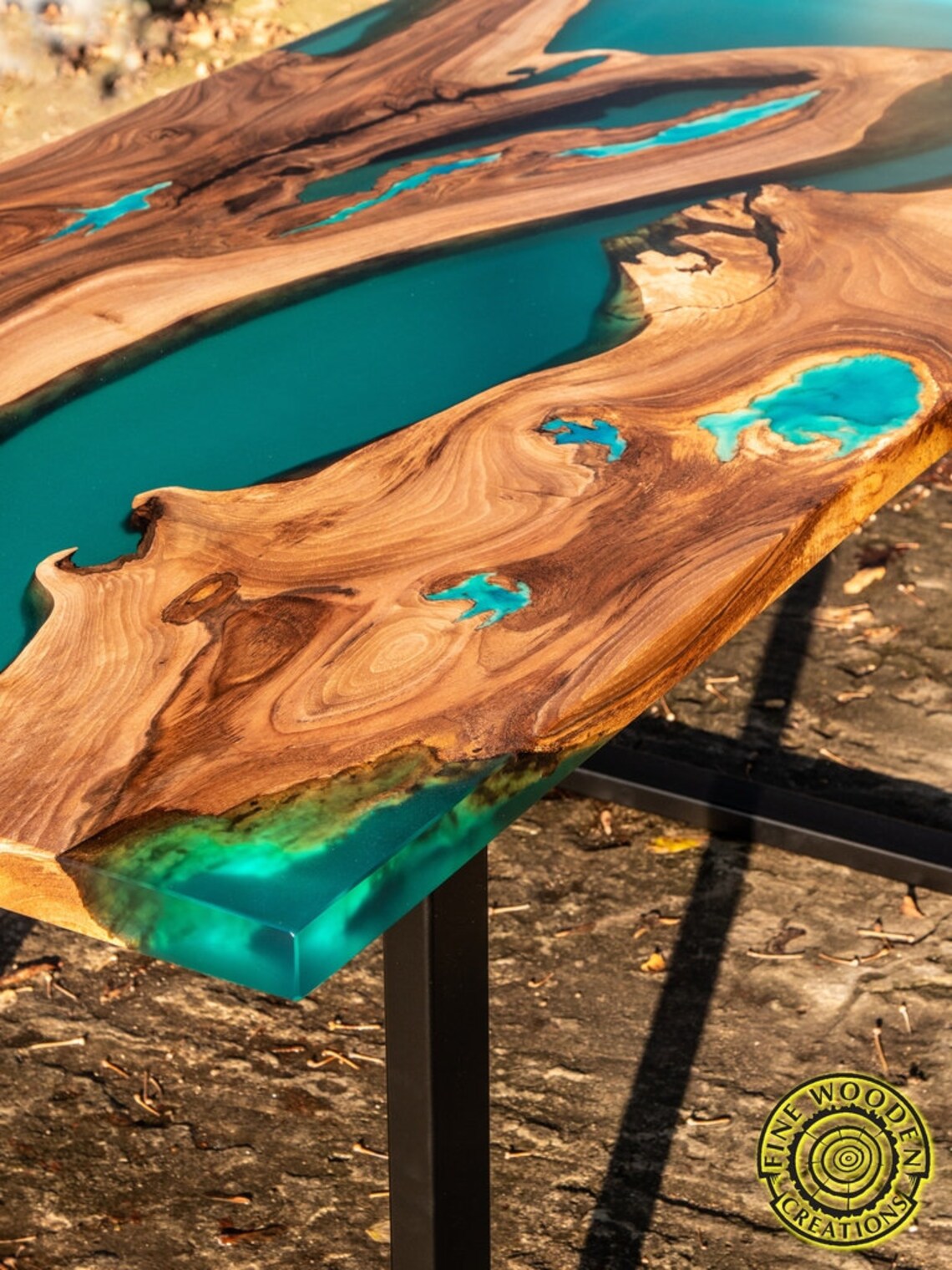 Turquoise Resin Dining Table With Glowing Inlay - Etsy Canada