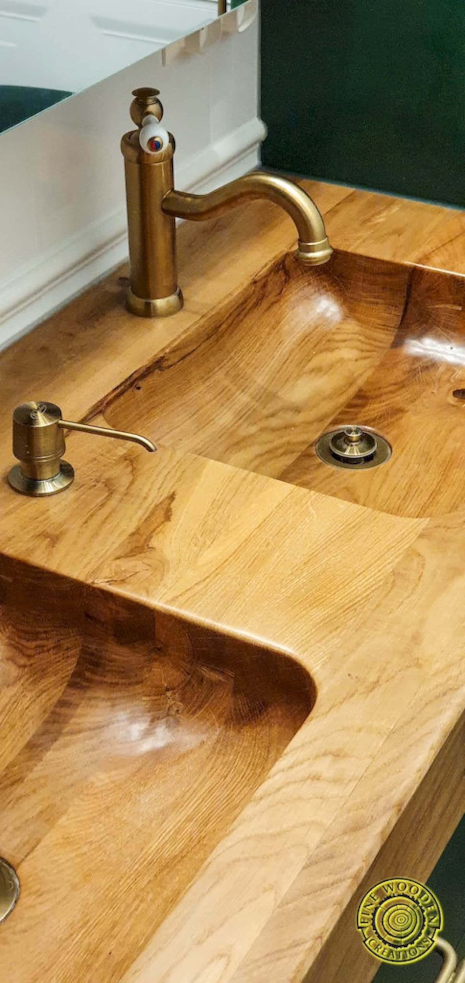 Dual Washbasin / Wood Sink / Exclusive Wooden Washbasin / Oak | Etsy