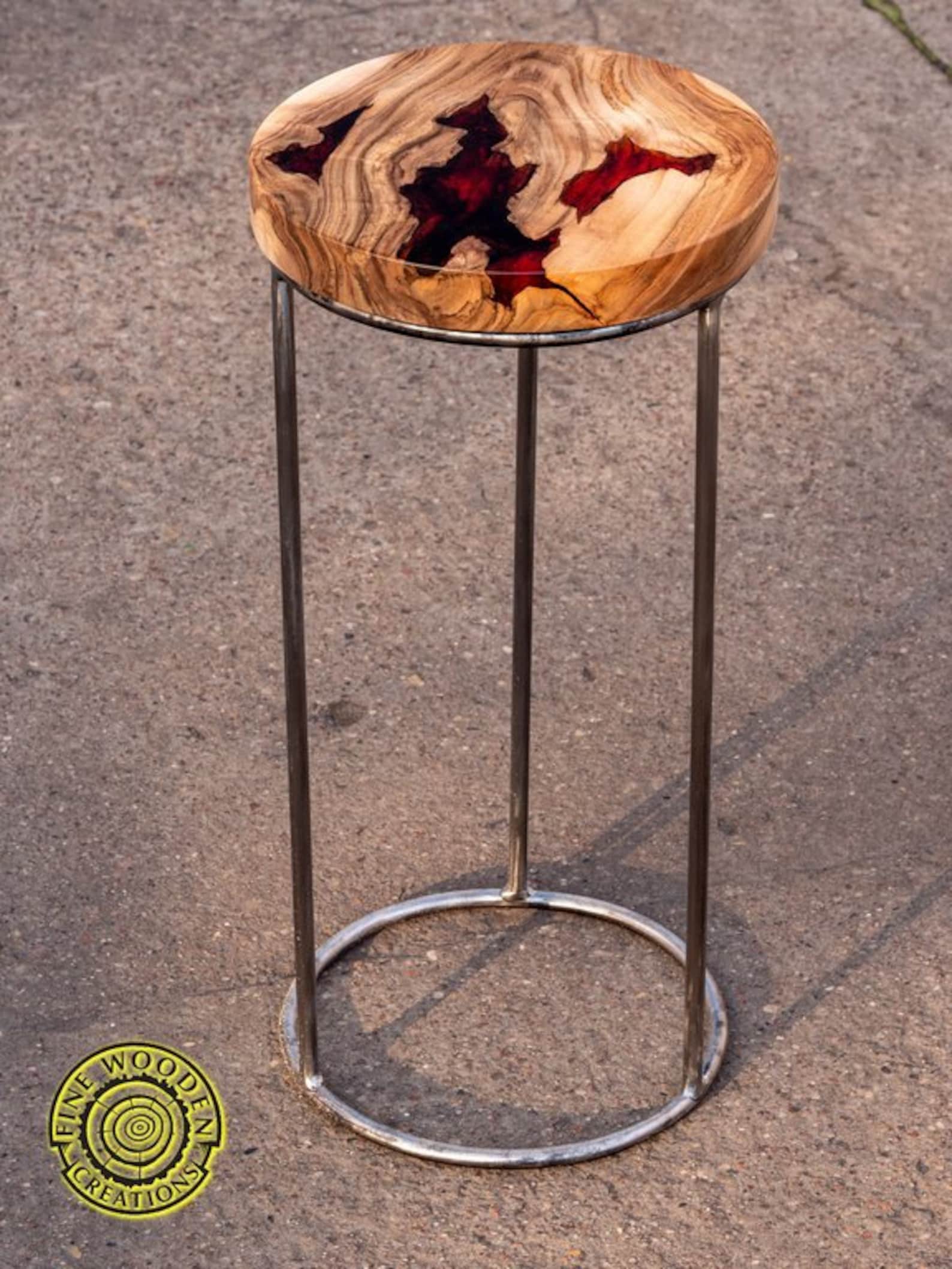 Epoxy Resin Round Wood Stools Different Colors - Etsy