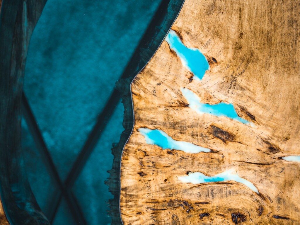 Live Edge River Coffee Table With Glowing Resin - Etsy