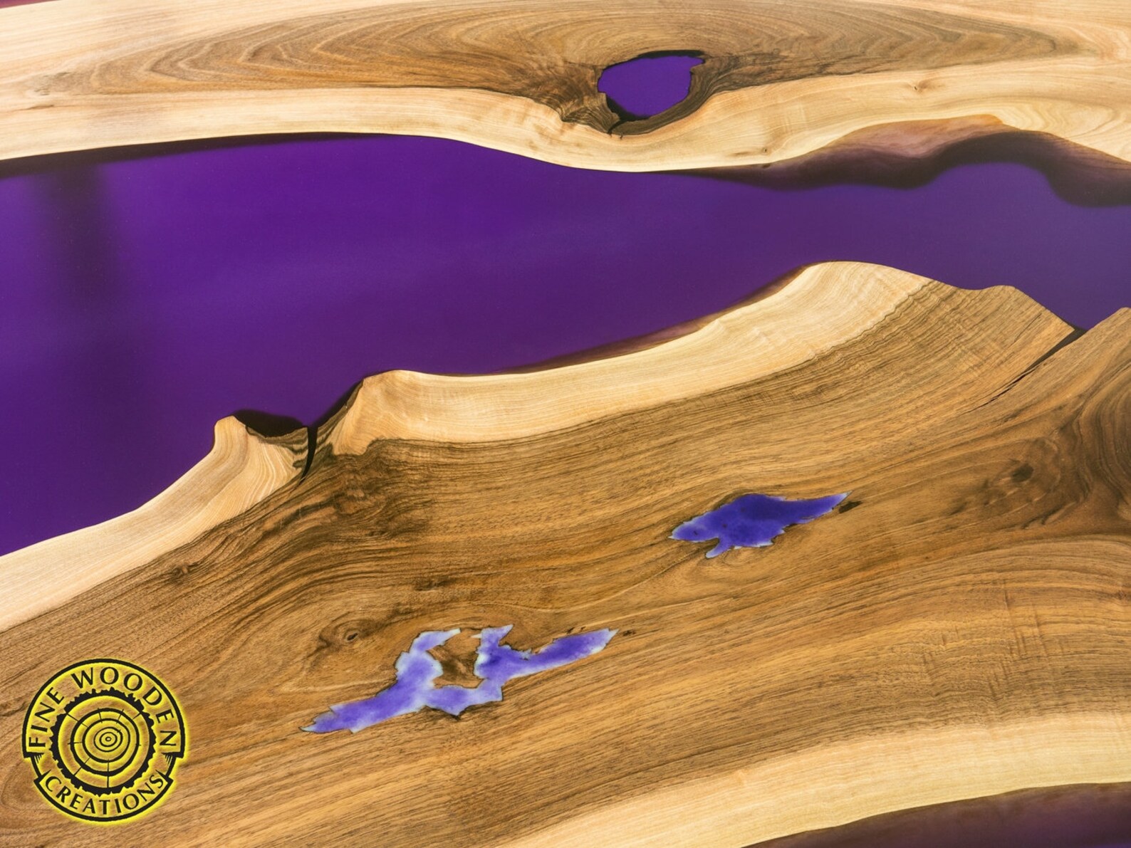 Dining Resin Table Purple With Glowing Resin Walnut Wood | Etsy