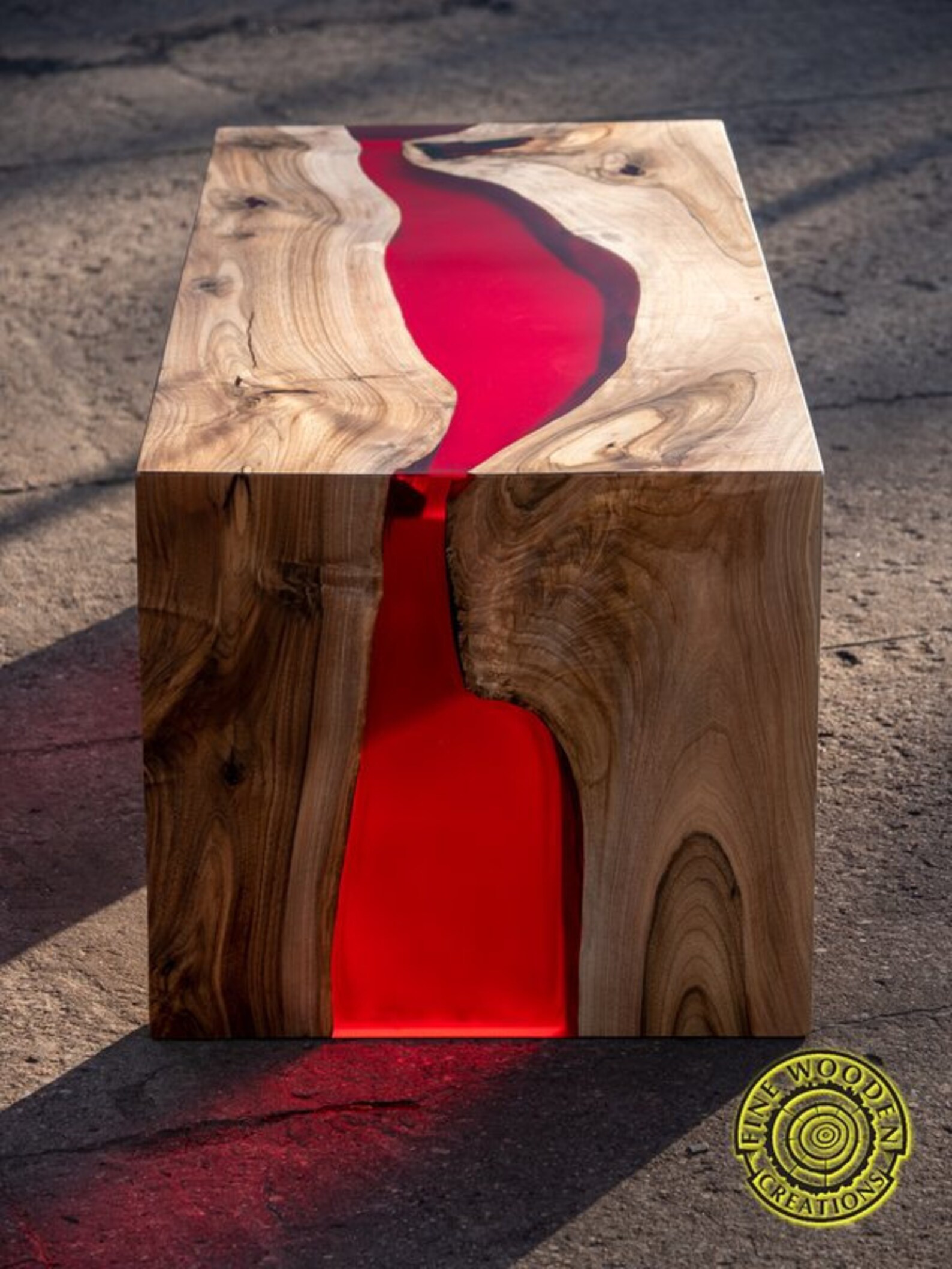 Double Waterfall River Coffee Table With Red Resin River - Epoxy Resin ...