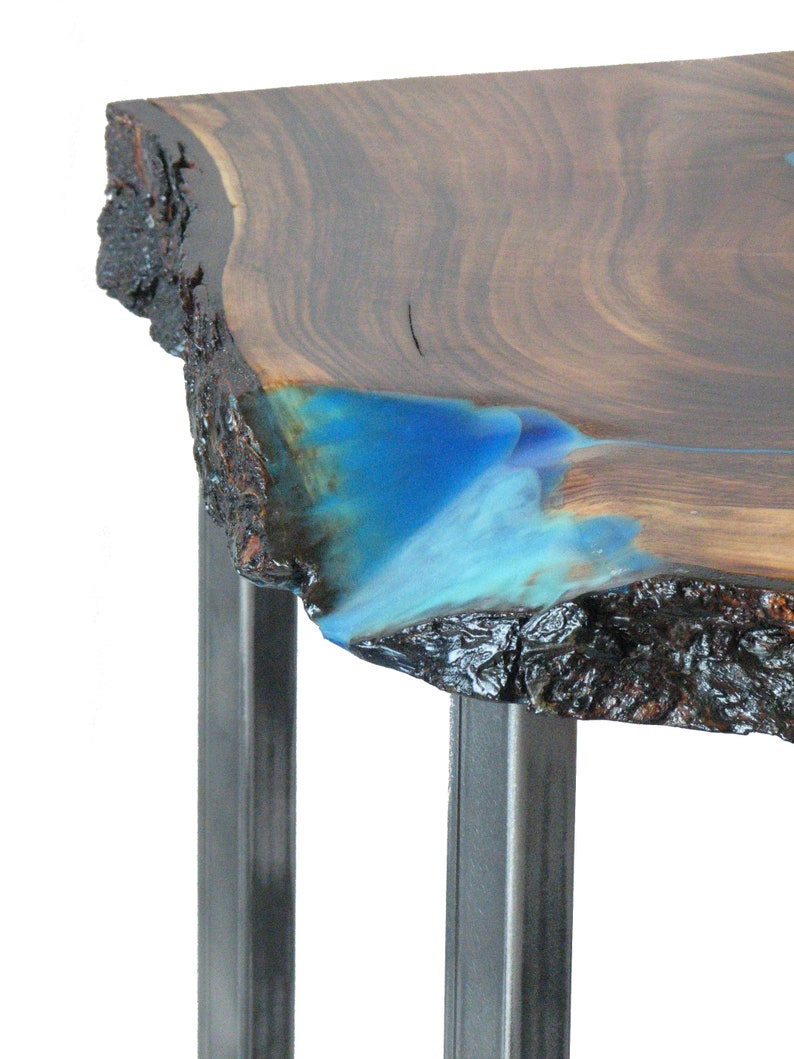 Live Edge Waterfall Coffee Table With Glowing Resin Fillin - Etsy