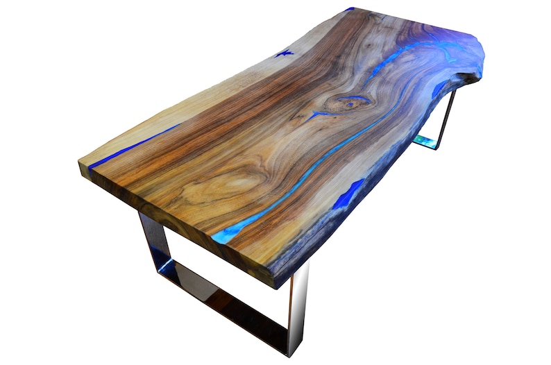 Live edge coffee table with glowing resin fillin | Etsy