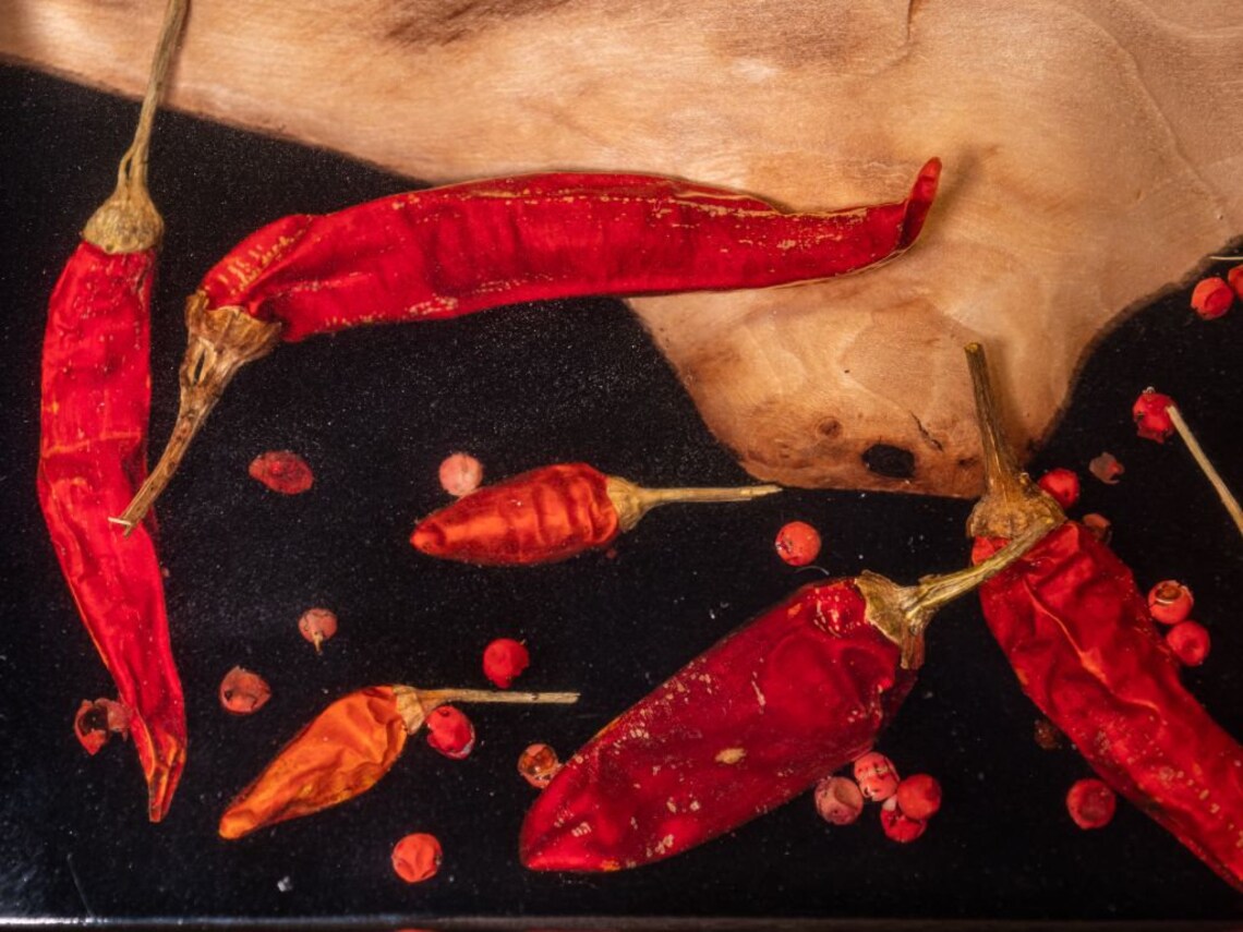 Serving Board Walnut Wood HOT RED Pepper on a Black Background - Etsy
