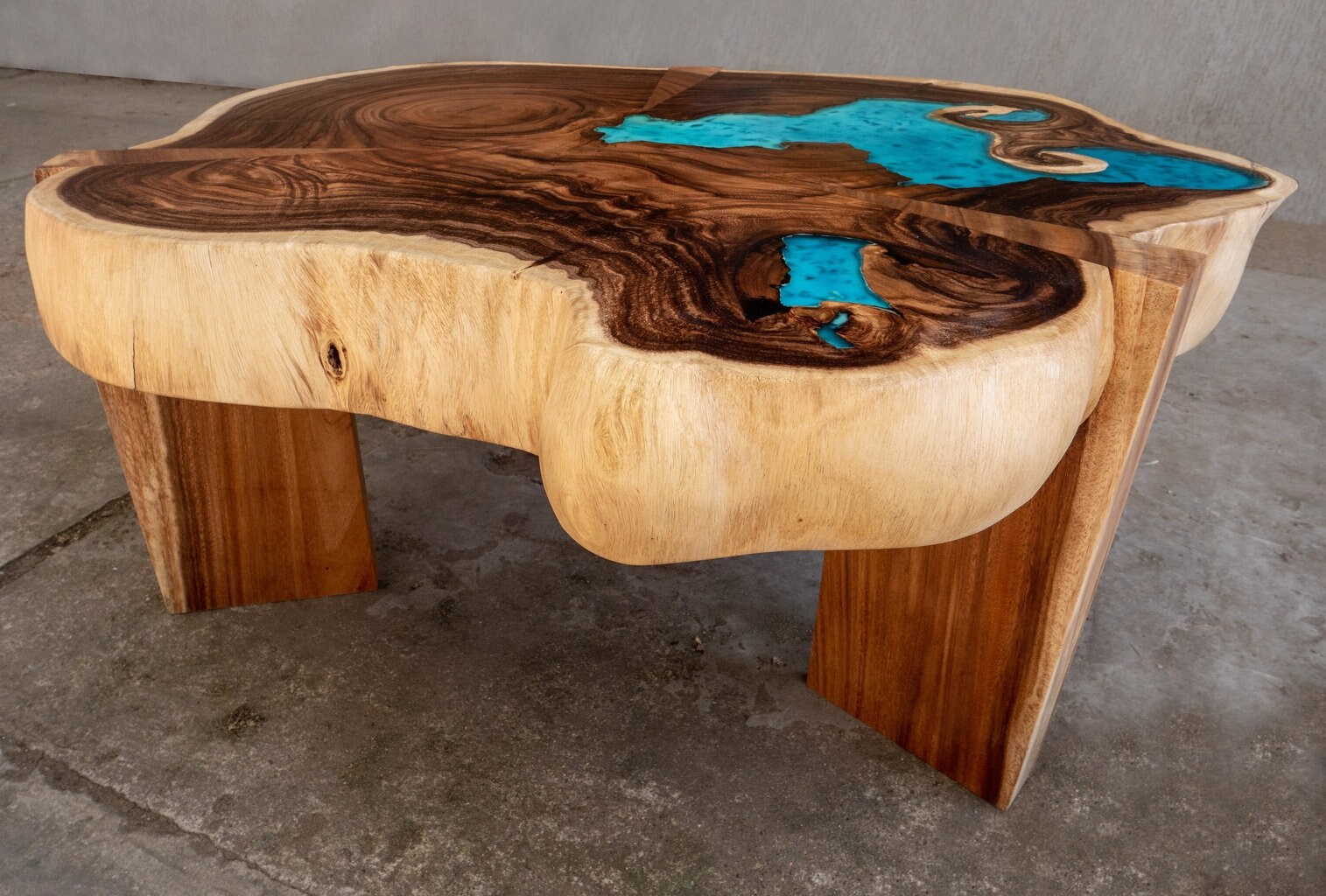 Resin Coffee Table With Glowing Resin Made of Exotic Suar Wood - Etsy