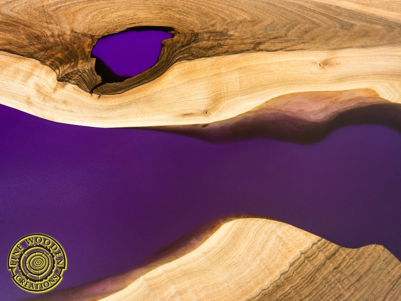 Dining Resin Table Purple With Glowing Resin Walnut Wood - Etsy
