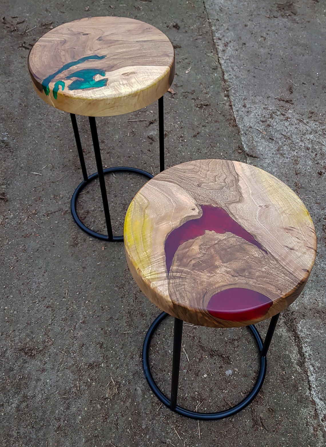 Resin Round Wood Stools Different Colors - Etsy