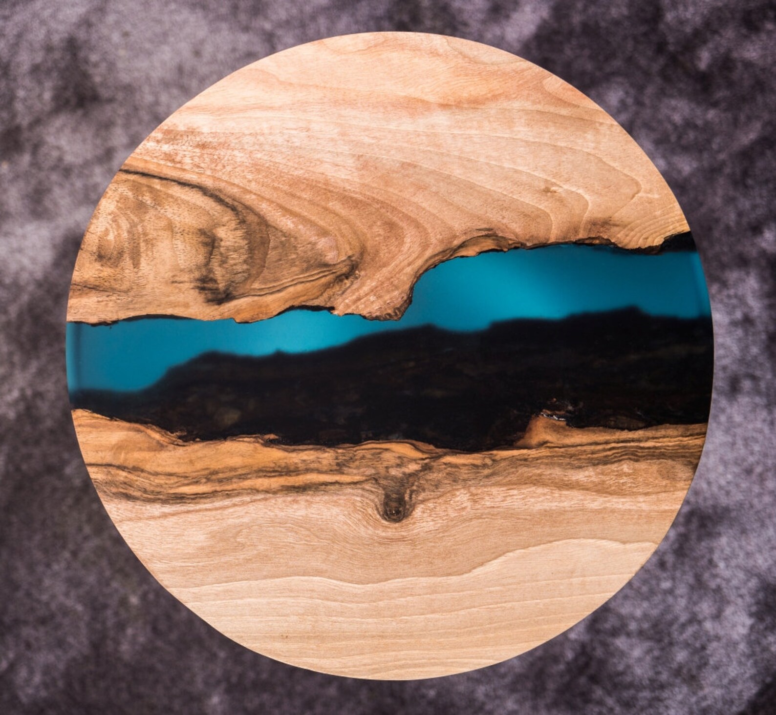 Round Live Edge River Bedside / Coffee / End Table With Resin and ...