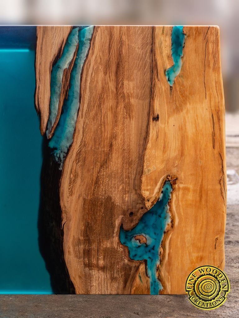 Double Waterfall Live Edge River Coffee Table With Glowing Resin - Etsy