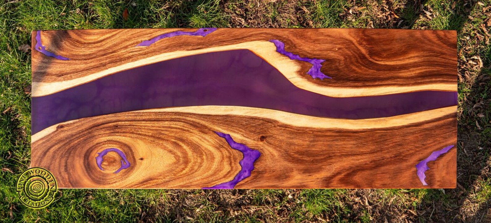 Dining Table With Purple Resin and Glowing Purple Powder Suar - Etsy Israel