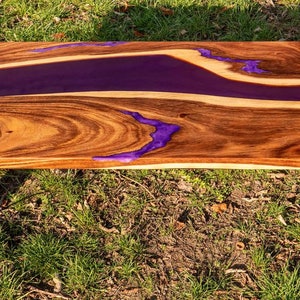Dining Table With Purple Resin and Glowing Purple Powder, Suar Wood - Etsy