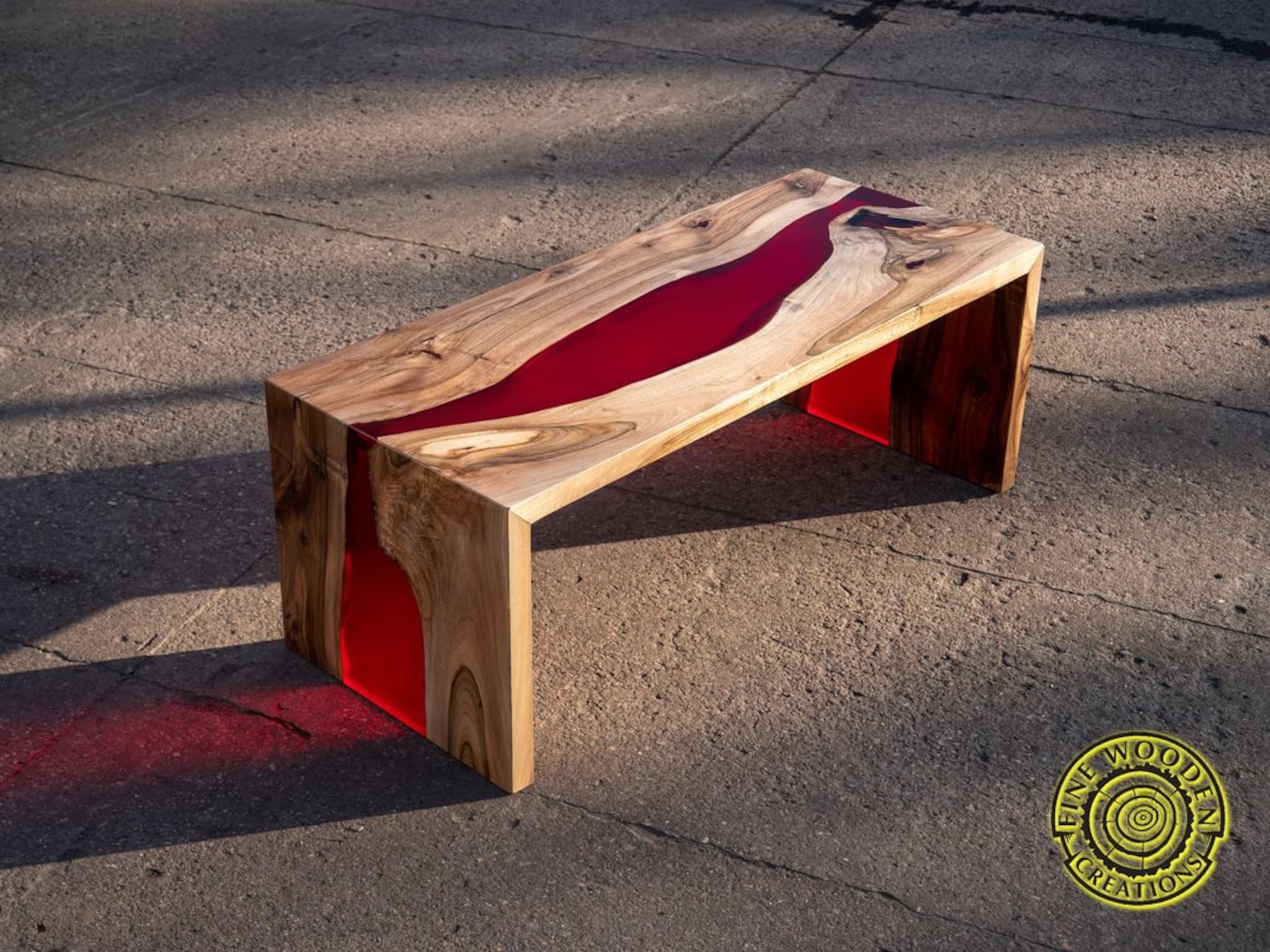Double Waterfall River Coffee Table With Red Resin River - Epoxy Resin ...