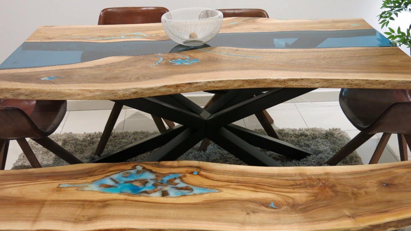 White Oreo Live Edge River Dining Table With Bench and - Etsy