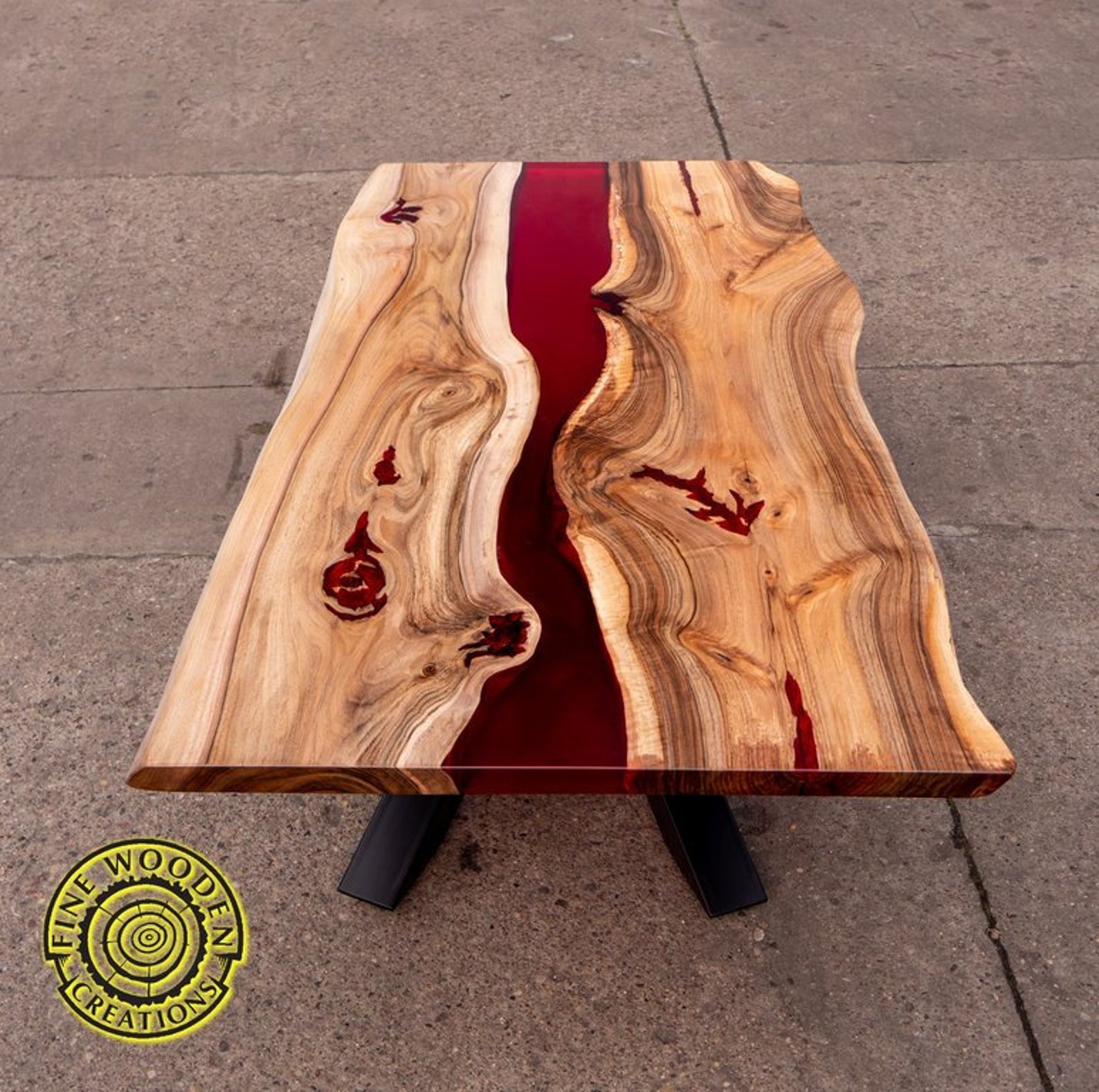 Red Resin Coffee Table With X Spider Style Legs | Etsy