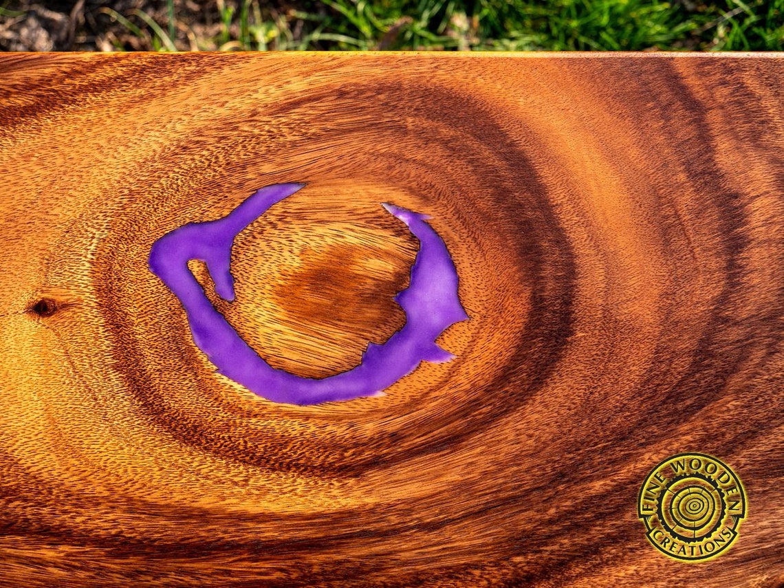 Dining Table With Purple Resin and Glowing Purple Powder Suar | Etsy