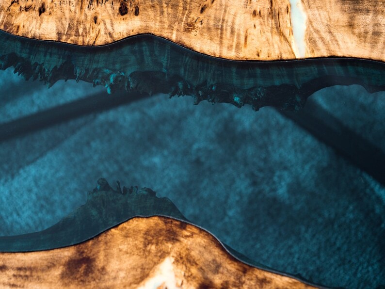 Live Edge River Coffee Table With Glowing Resin - Etsy