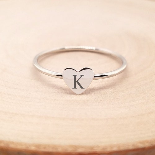 Sterling Silver Monogram Initial Ring Personalized Dainty - Etsy
