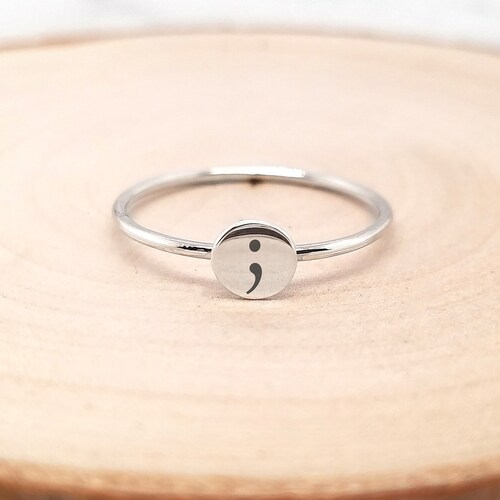 Semicolon Ring Dainty Semicolon Ring Silver Semicolon Ring | Etsy