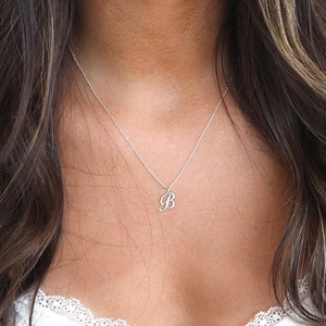 B Initial Necklace for Women • Tiny Letter Necklace • Dainty Initial ...