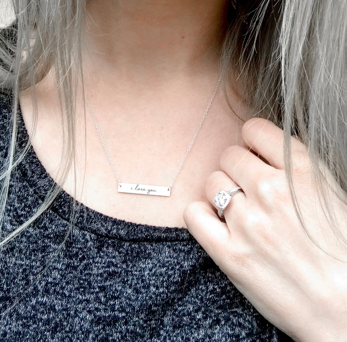 Custom Handwriting Necklace, Handwritten Bar Necklace, Personalized ...