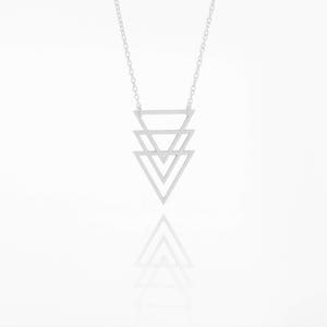 Three Triangles Necklace, 3 Triangle Charm Necklace, Sterling Silver ...
